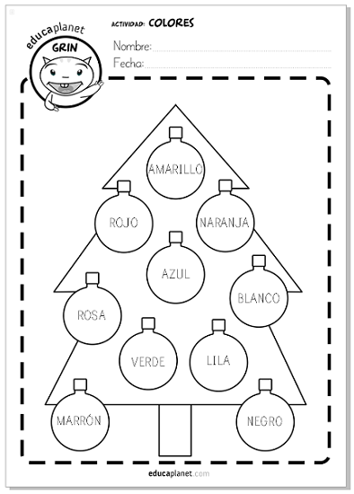 Colores en Navidad - Ficha GRATIS para colorear abeto EDUCAPLANET APPS