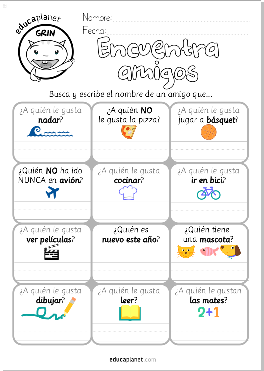 Ficha encuentra amigos clase - IMPRIMIBLE GRATIS EDUCAPLANET APPS
